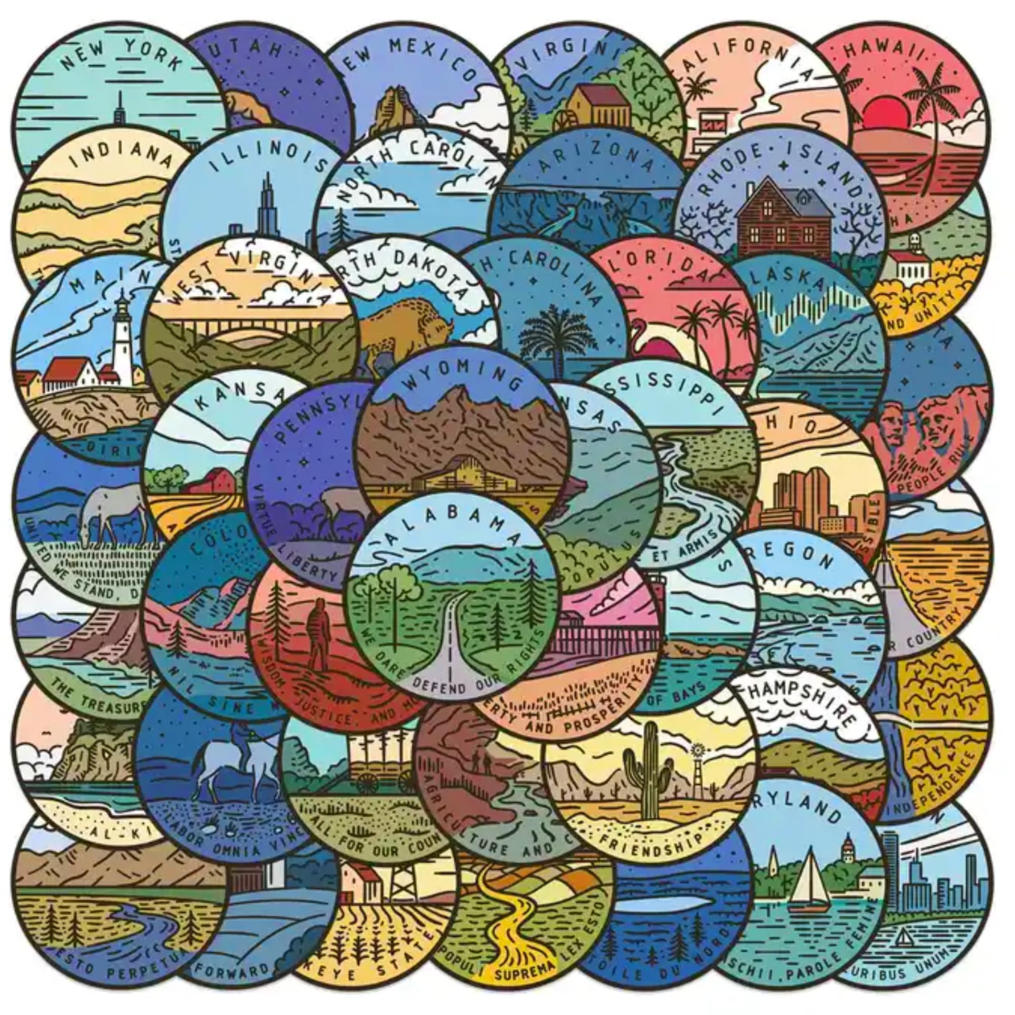 Amazon.com - USA State Stickers (50 pcs) - Waterproof RV Stickers ...