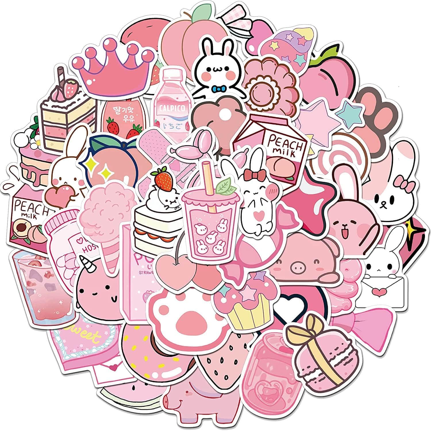 Zepitniy 50 Stück Kawaii Sticker Aesthetic Sticker Set(PVC-Vinylfolie ...