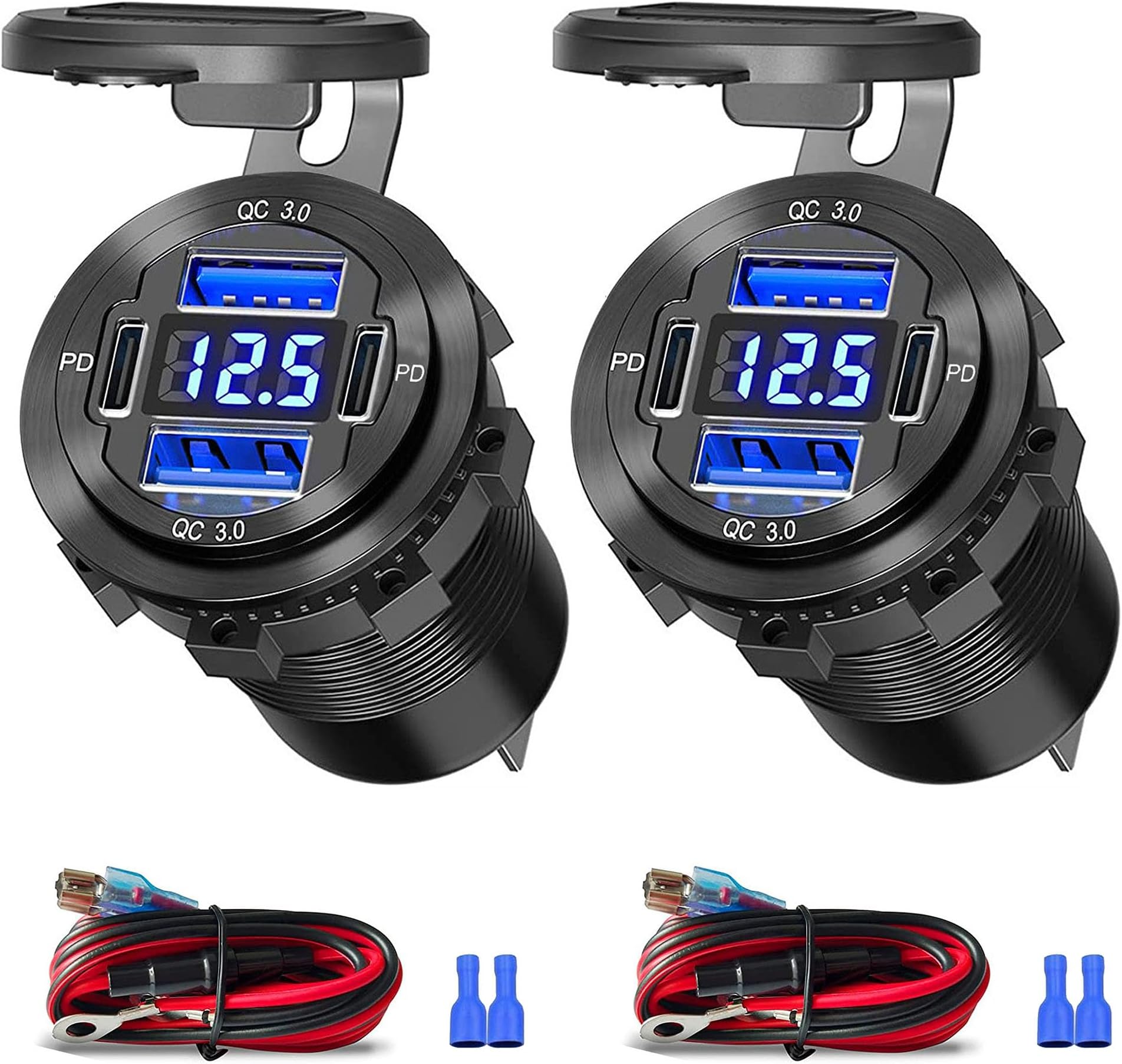Amazon.com: Dual USB Quick Charge 3.0 Port & PD USB C Car Charger ...