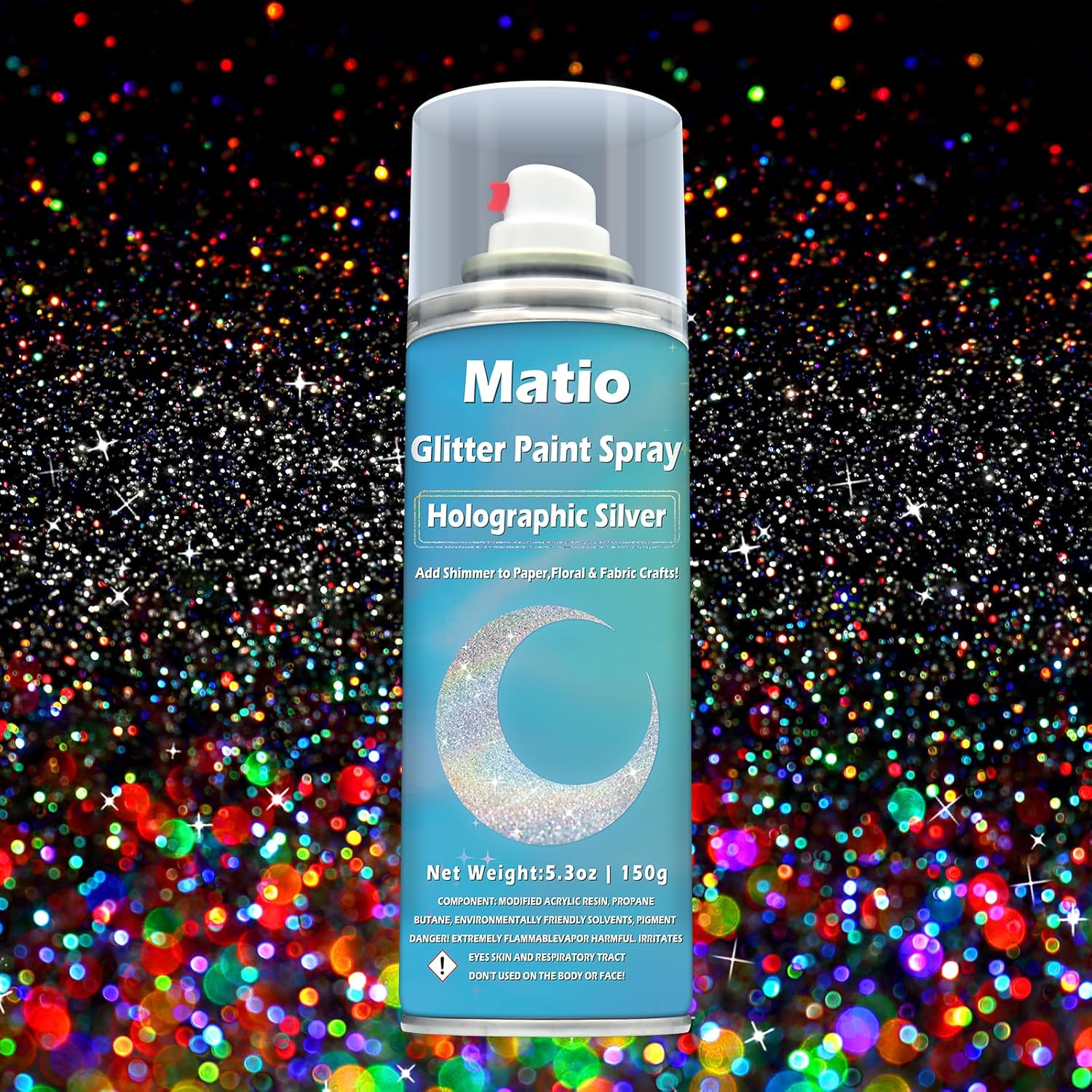 Amazon.com: Matio Craft Glitter Spray, 5.3oz/150g Holographic Silver ...