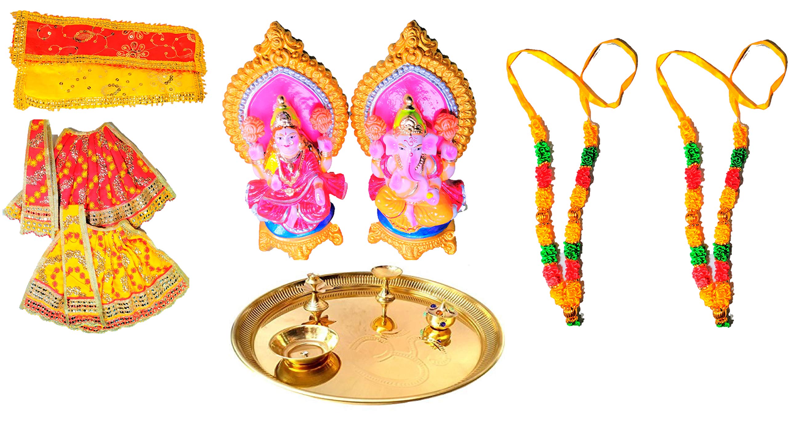 Buy Sharddha Clay Decorated LAXMI Ganesh Idol , Vastra, Mala and Big ...