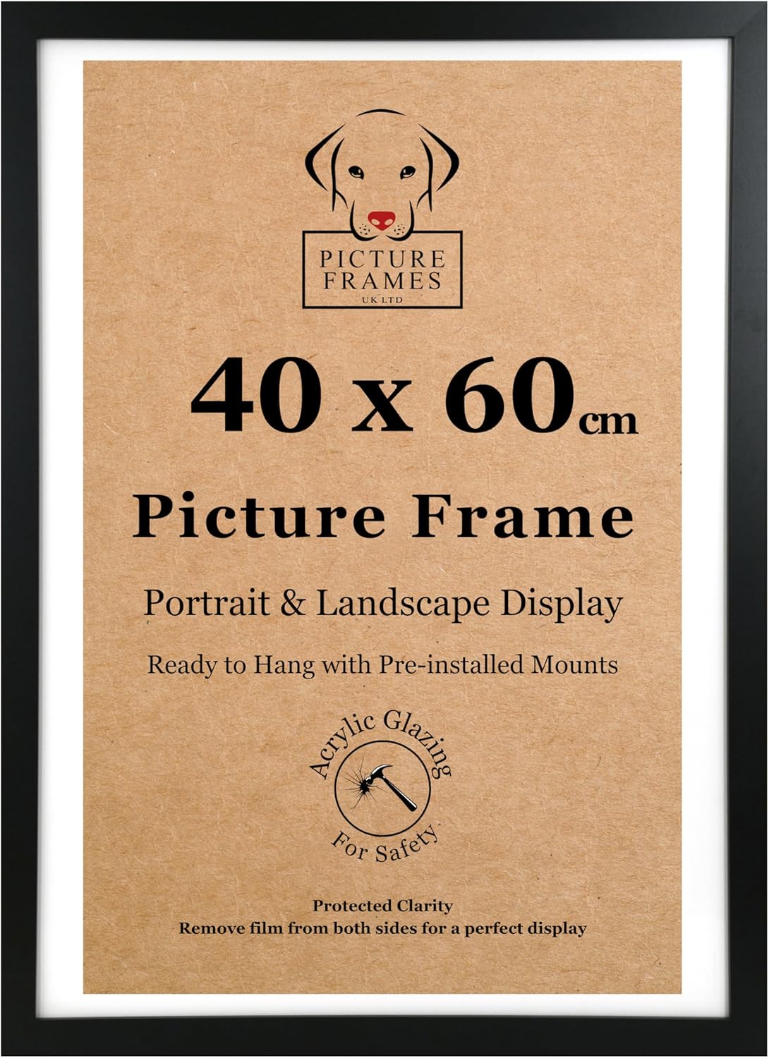 40x60cm Black Picture Frame, Modern Wall-Mounted Frame with Acrylic ...