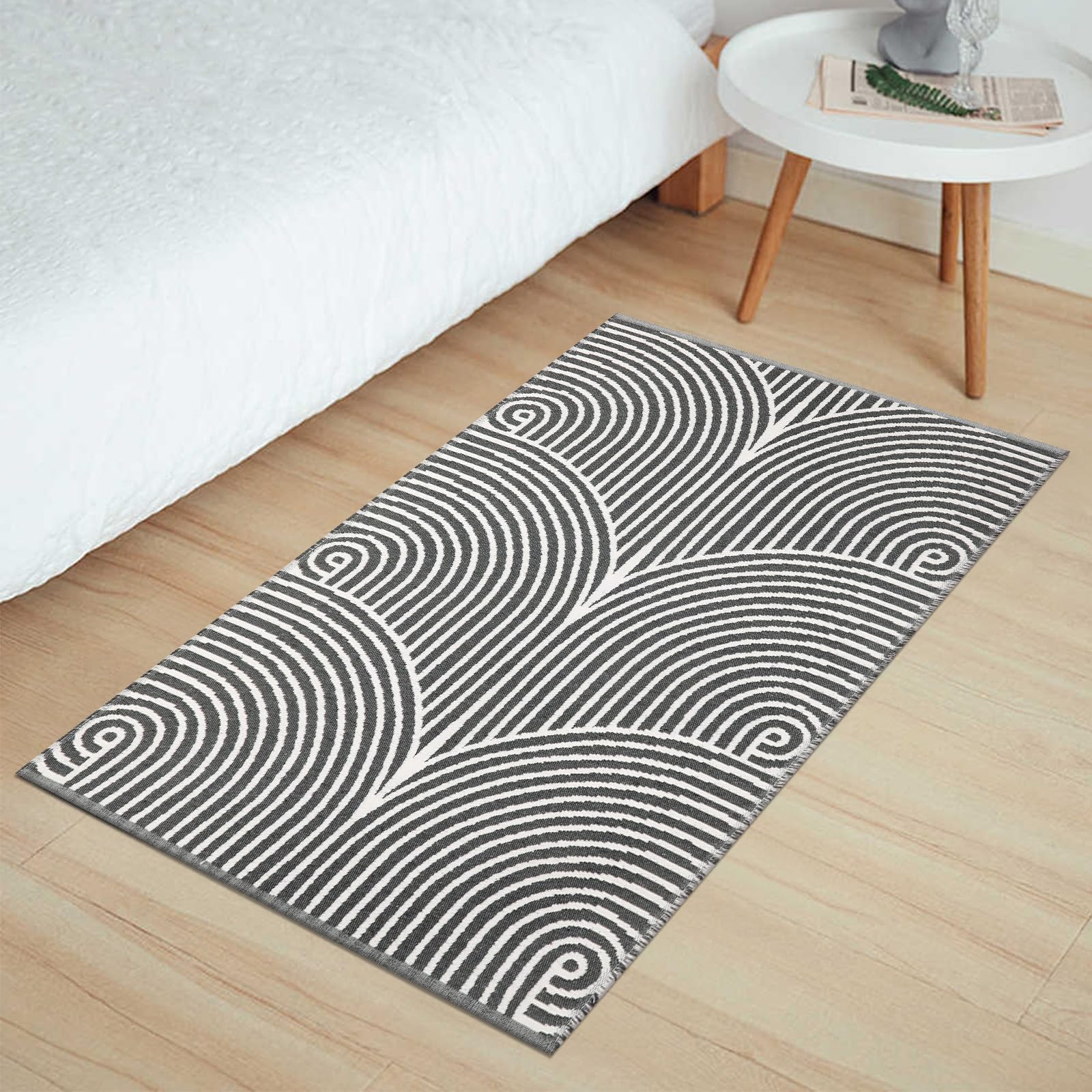Amazon.com: LEEVAN Blue and White Striped Door Mat 3'x5', Washable Hand ...