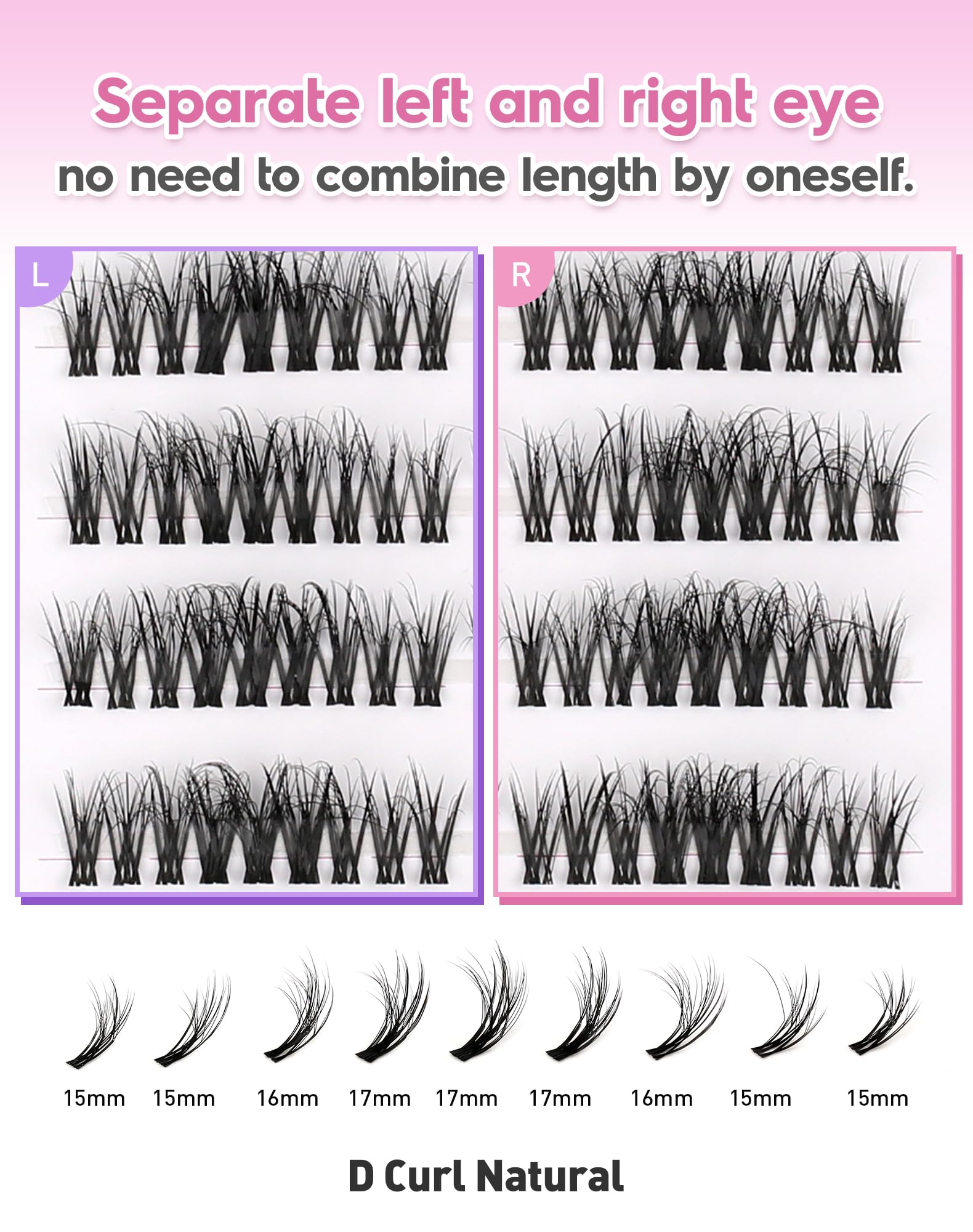Natural Lash Clusters Wispy Cluster Eyelash Extensions 7 Pairs Fluffy ...