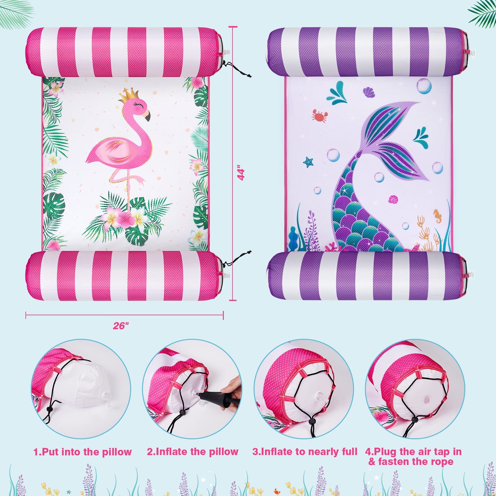 Snapklik.com : Water Hammock For Adults - 2 Pack Inflatable Pool Floats ...