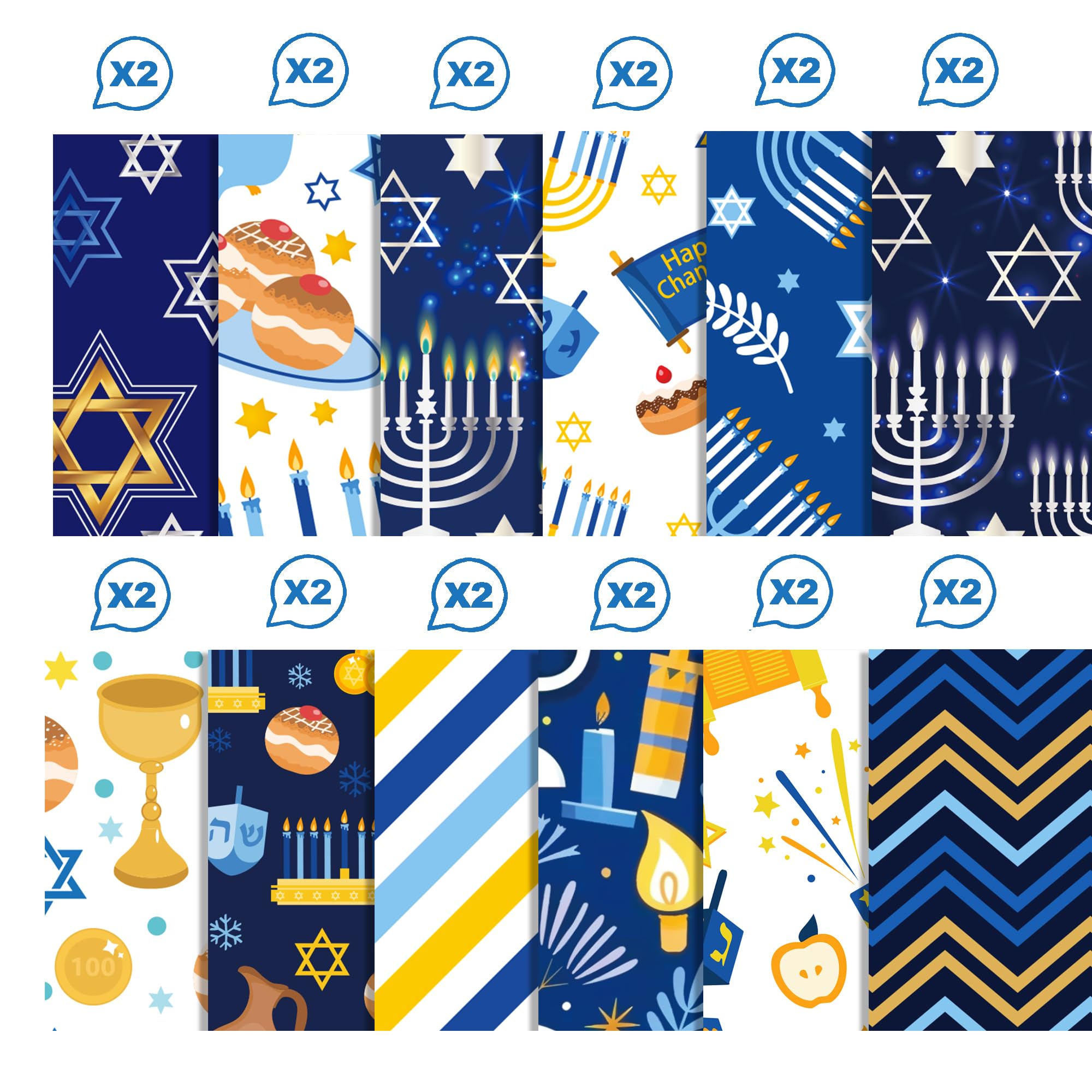 Jewish Holiday Crafts Hanukkah Scrapbook Paper - 24 Sheets 12x12 Double ...