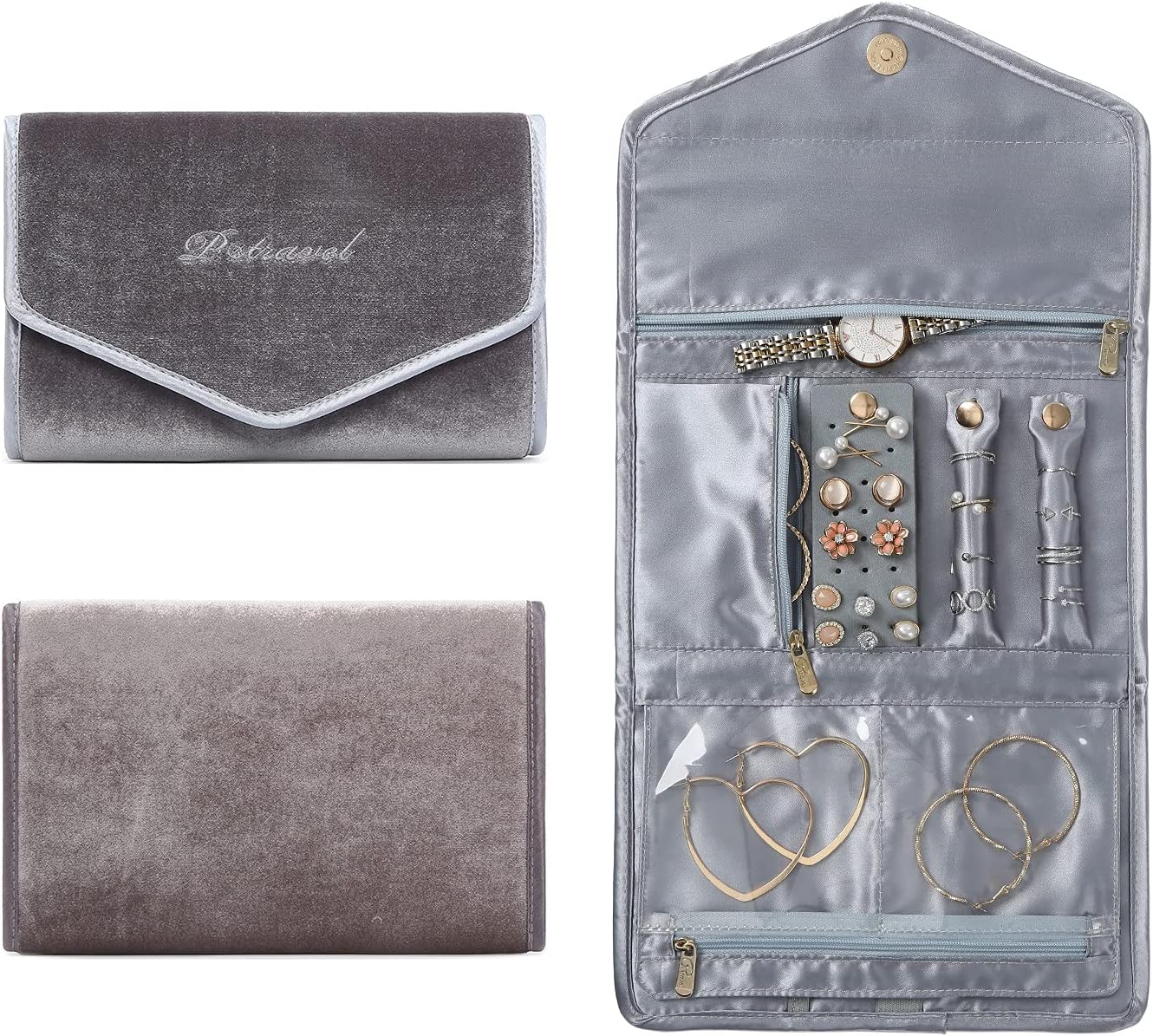 Jewelry Rolls, Travel Jewelry Organizer Roll, Foldable Jewelry Case ...
