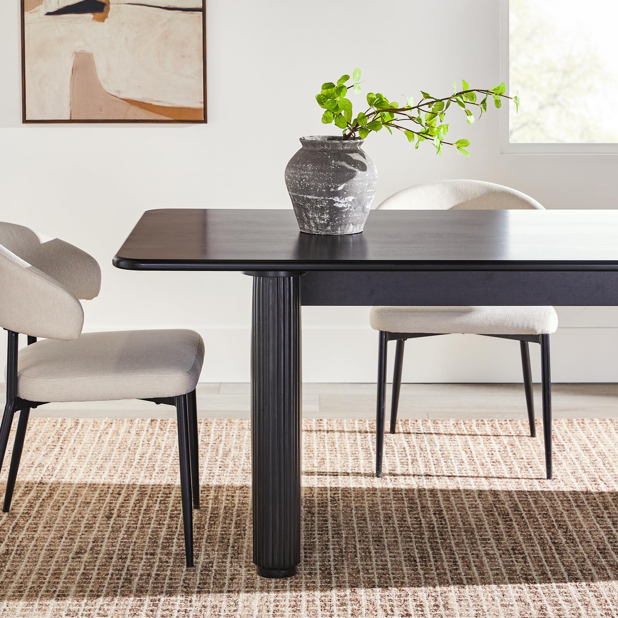 Walker Edison Modern Vertical Reeded Plinth-Base Dining Table, 68 Inch ...