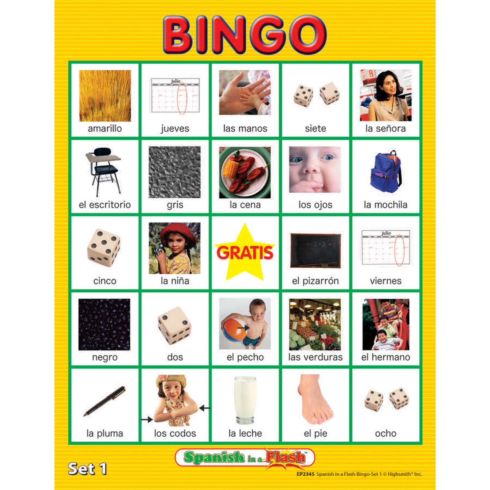 ESL Teaching Materials Edupress Spanish In A Flash Bingo Game Set 1 ...