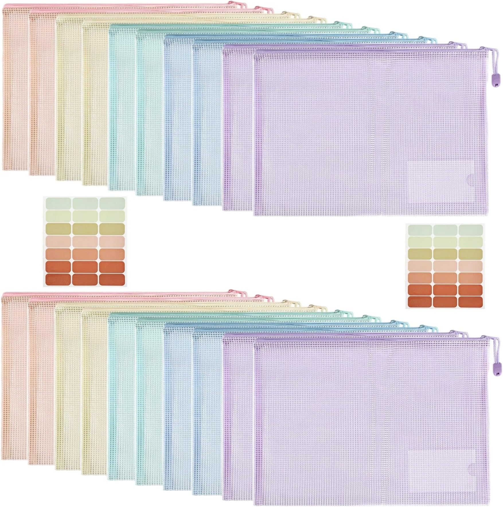 Havnidy Plastic Wallets A4, 20 PCS Zip Pouches, Zip Lock Bags Mesh ...