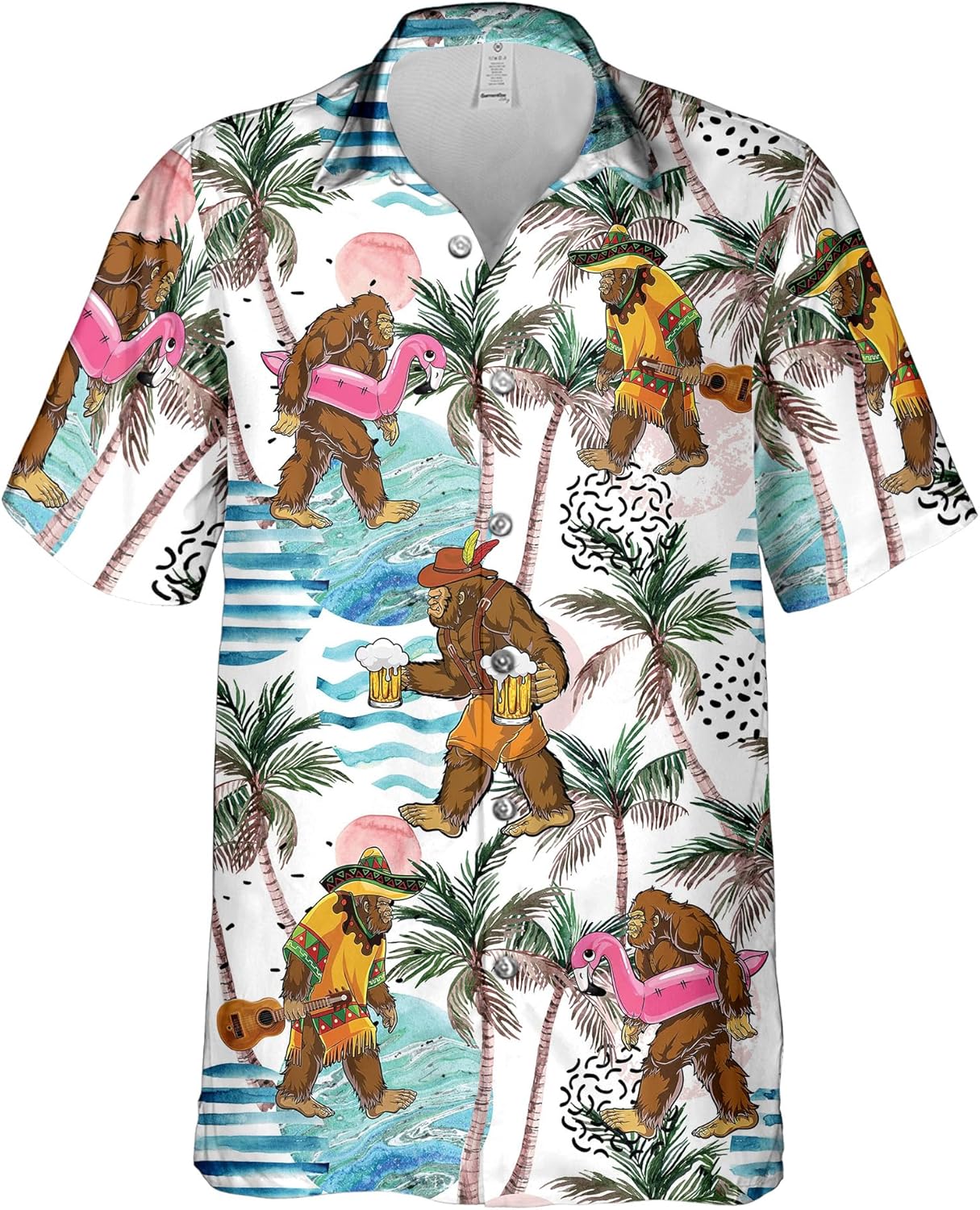 Amazon.com: Pologen Hawaiian Shirt for Men Bigfoot Beach Shirts for Men ...