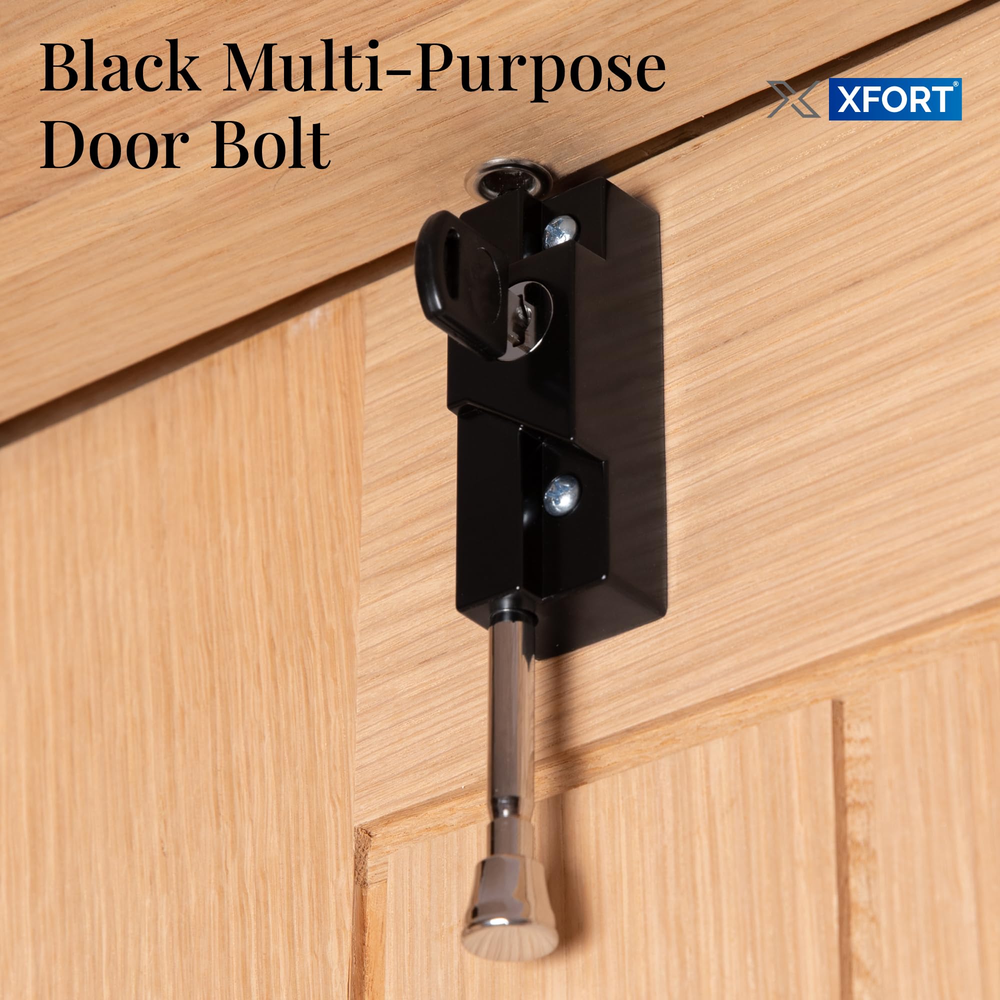 XFORT Black Multi-Purpose Door Bolt – Universal Sliding Bolt Lock with ...