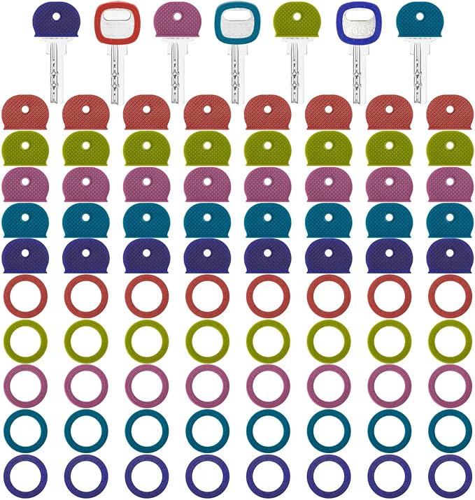 Amazon.com : Blulu 80 Pieces Key Covers Caps Color Key Caps Tags Covers ...