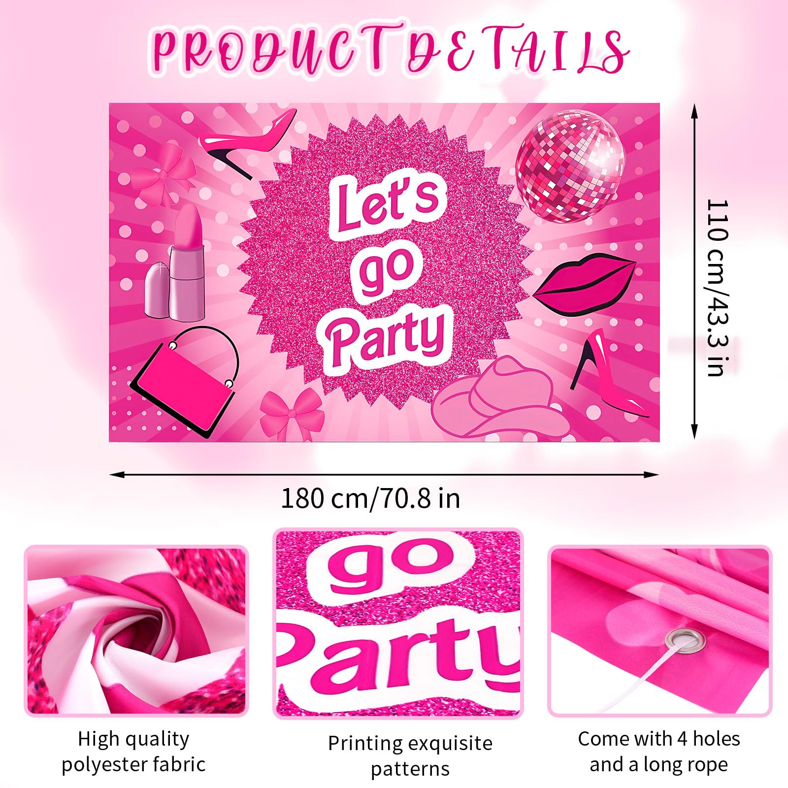 Snapklik.com : Hot Pink Lets Go Party Banner,Pink Photo Booth Props ...