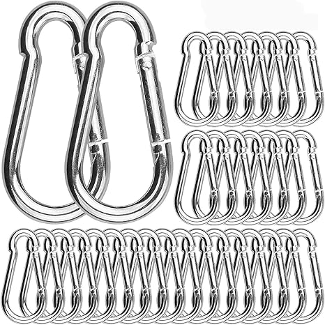 Amazon.com: 100 Pack Spring Snap Hook, Carabiner Clip Galvanized Steel ...