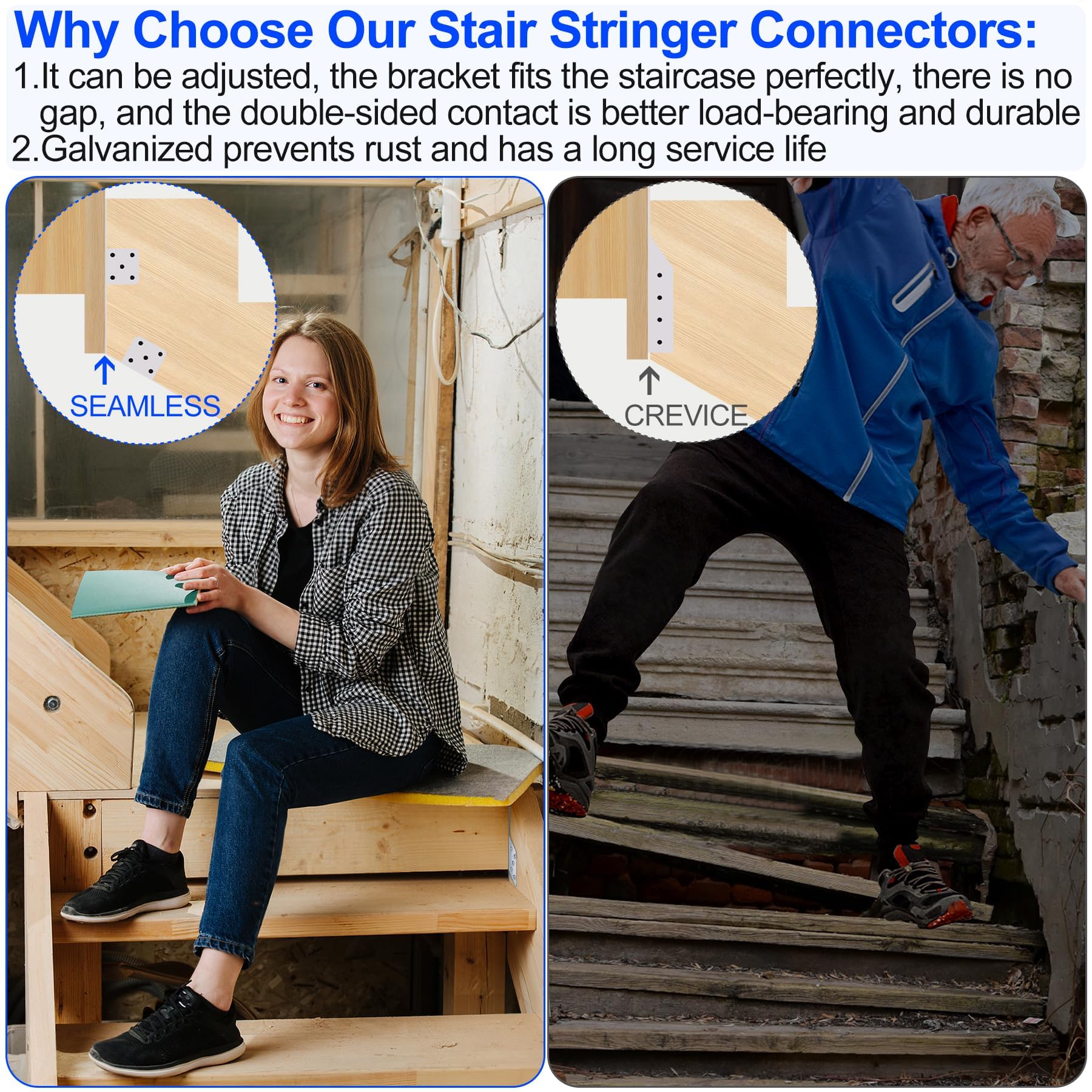 Snapklik.com : 10Pcs Adjustable Stair-Stringer Connector,18 Gauge Heavy ...