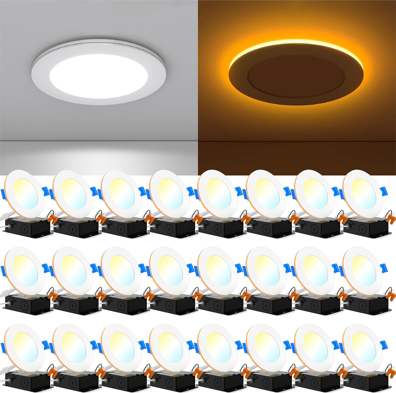 Sunco 24 Pack 4 Inch Ultra Thin LED Recessed Ceiling Lights Slim with ...