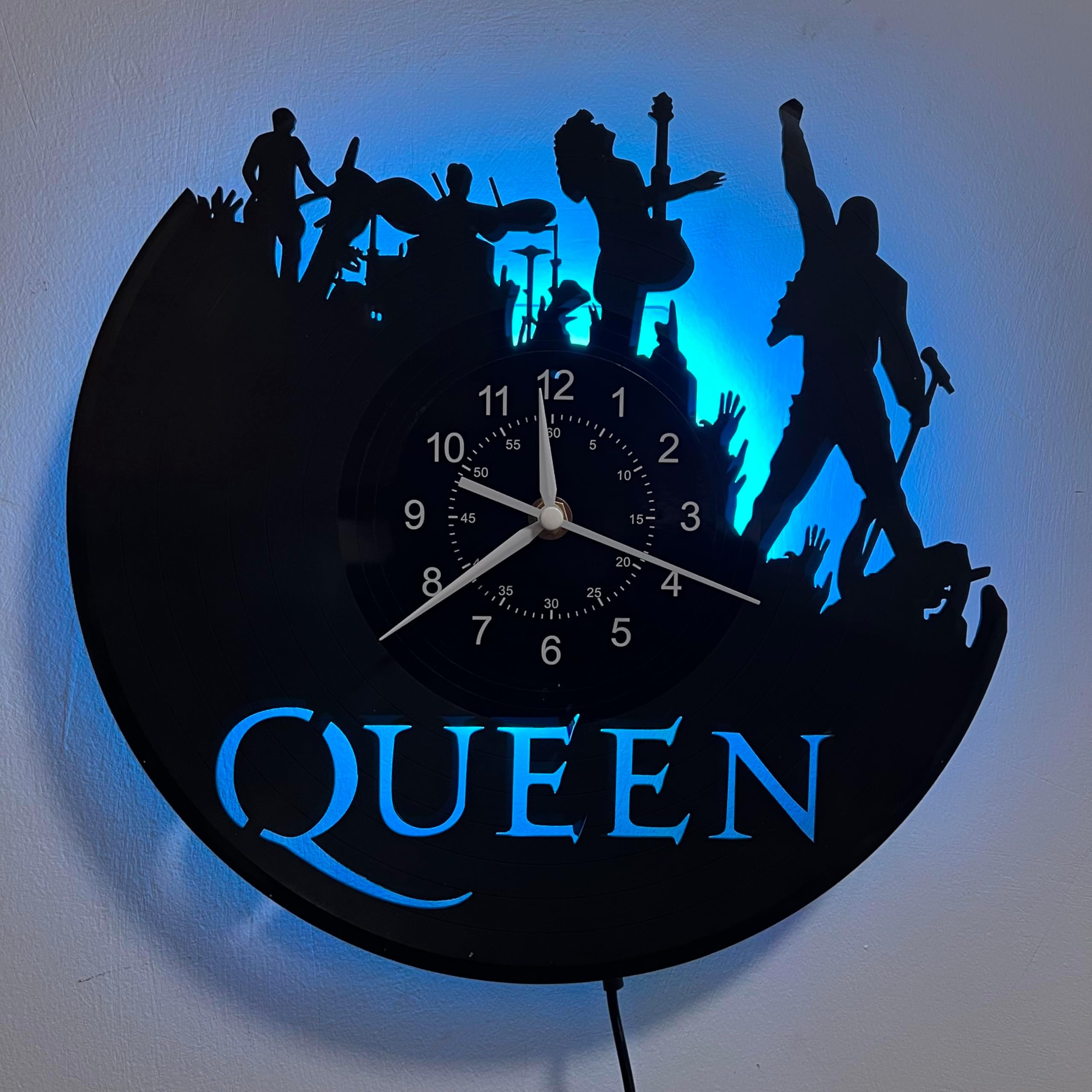 The Queen Rock Music Band Vinyl Wall Clock LED 7 Color Night Lamp Retro ...