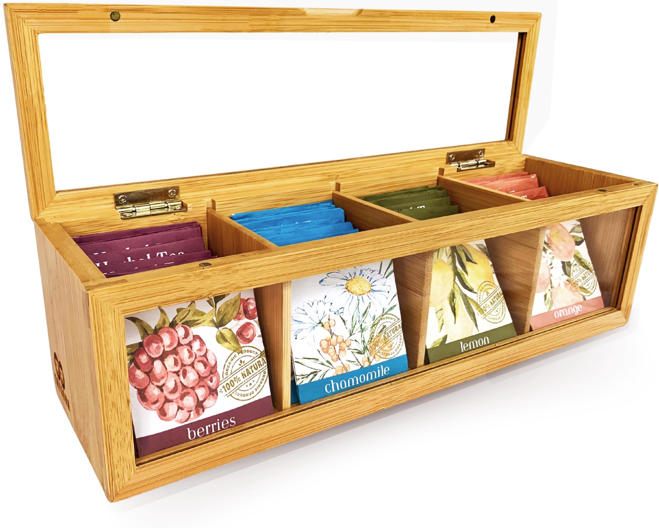 Amazon.com: MyGift Shabby Whitewashed Solid Wood Tea Box Organizer with ...