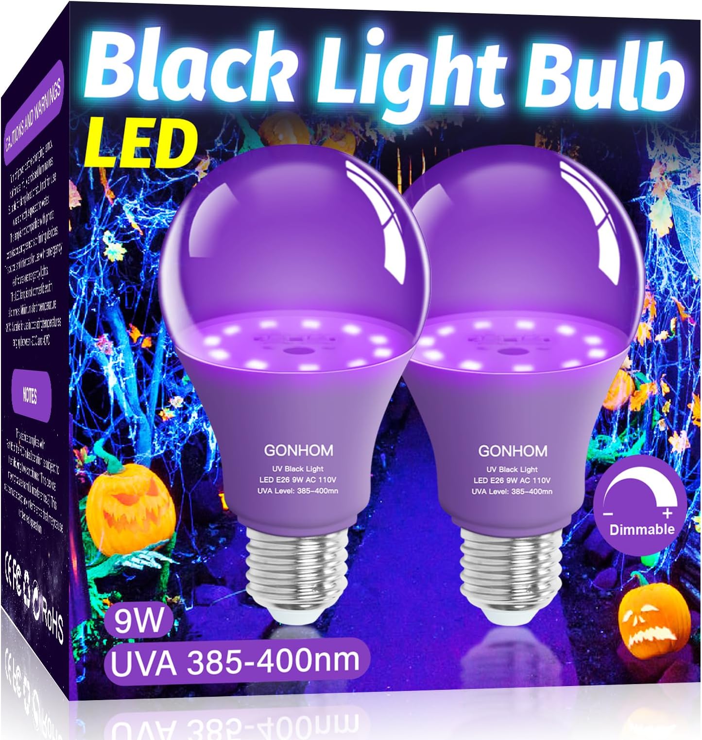 LEMENG LED Black Lights Bulb 9W Blacklight A19(75Watt Equivalent), E26 ...