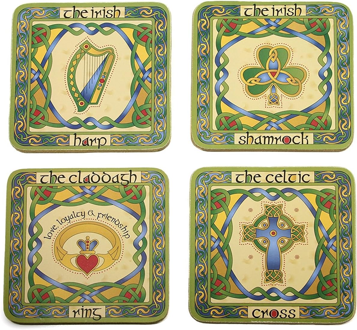 Amazon.com | Royal Tara Set of 4 Different Coasters - Irish Weave ...