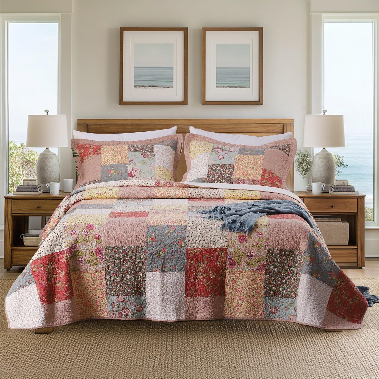 Amazon.com: VHC Brands Quilt Twin, Cotton Quilt, Country Bedding ...