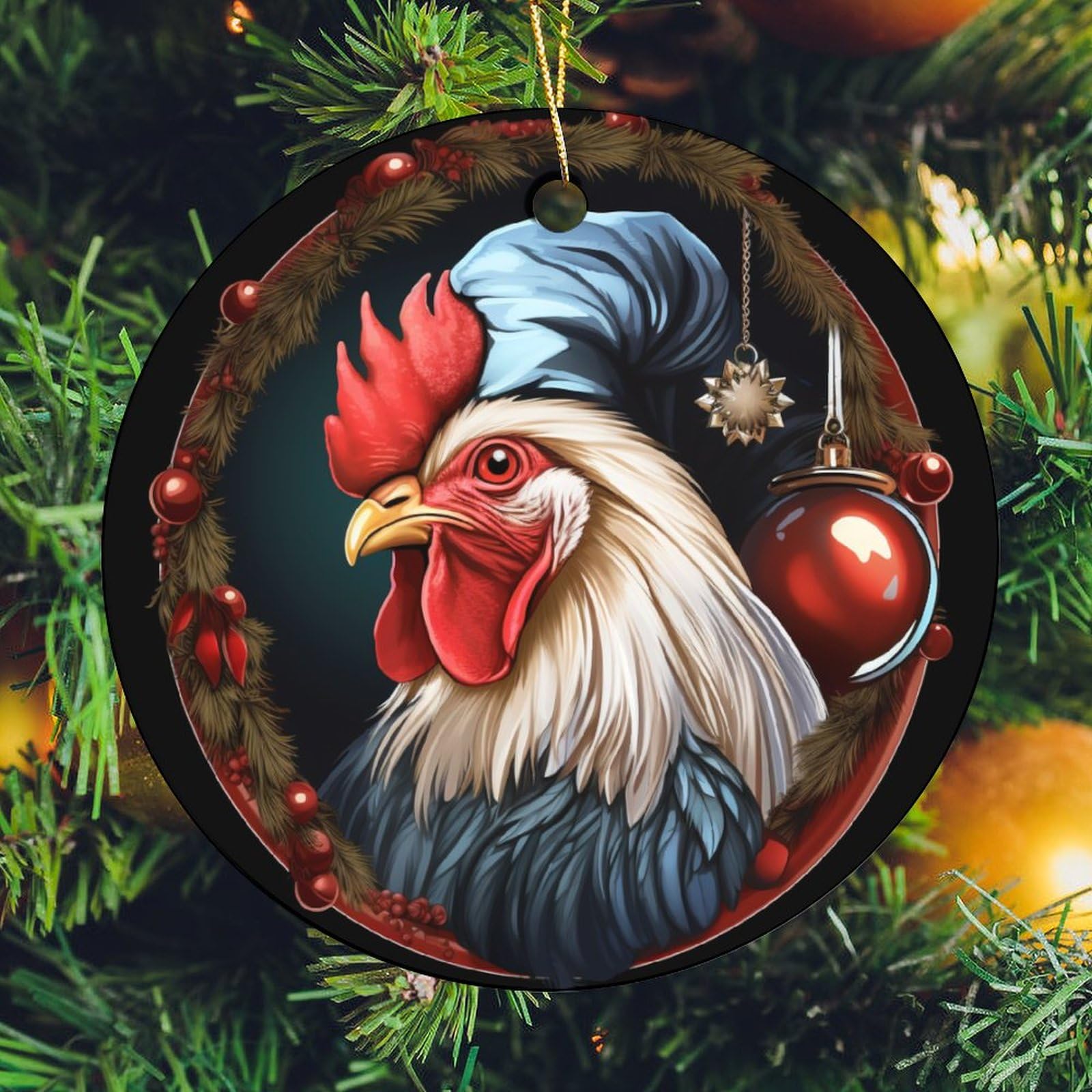Rooster Christmas Tree Ornaments Portuguese Tile Themed Christmas Tree