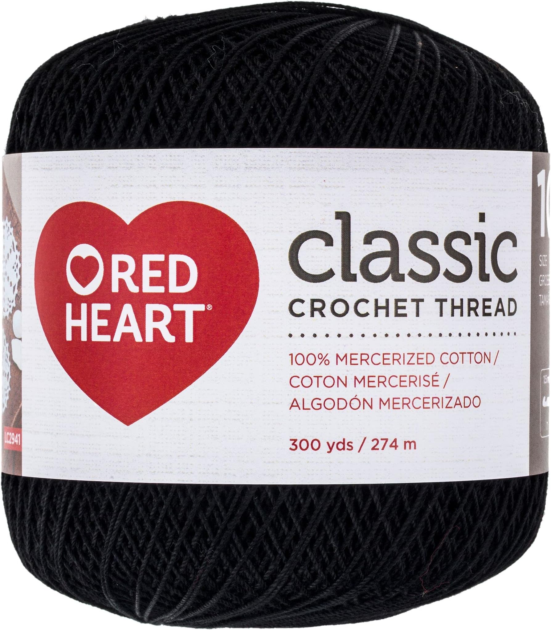 Red Heart Fil à crochet - Noir - 1 paquet de coton - Taille 10-274 m ...