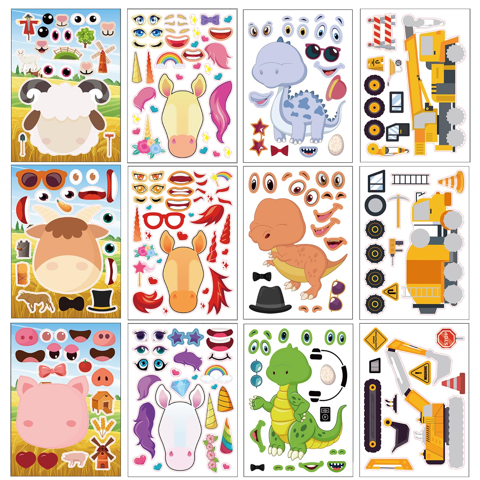 Amazon.com: 24 Sheets Make a Face Sticker Sheets for Kids Todders ...