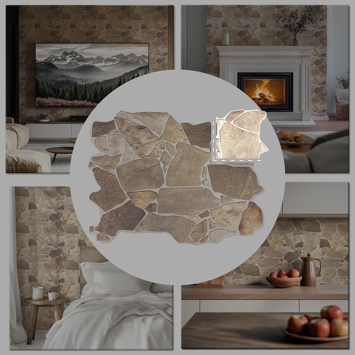 Amazon.com: CONCORD WALLCOVERINGS ™ Sample - Retro-Art 3D Faux Stone ...