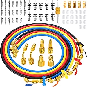Amazon.com: Threlaco Refrigerant Charging Hose 1/4'' SAE with Angled Compact Ball Valve Apply to ...