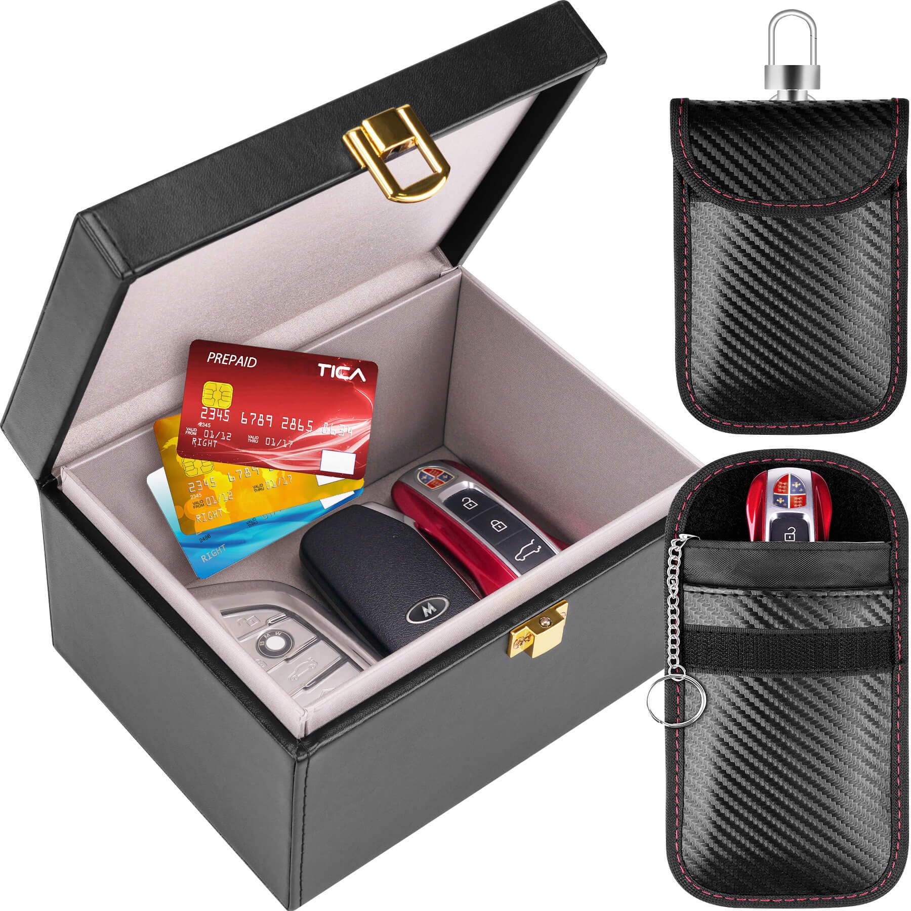 Tevlaphee Faraday Cage with 2 Faraday Bags, Faraday Key Fob Protector ...