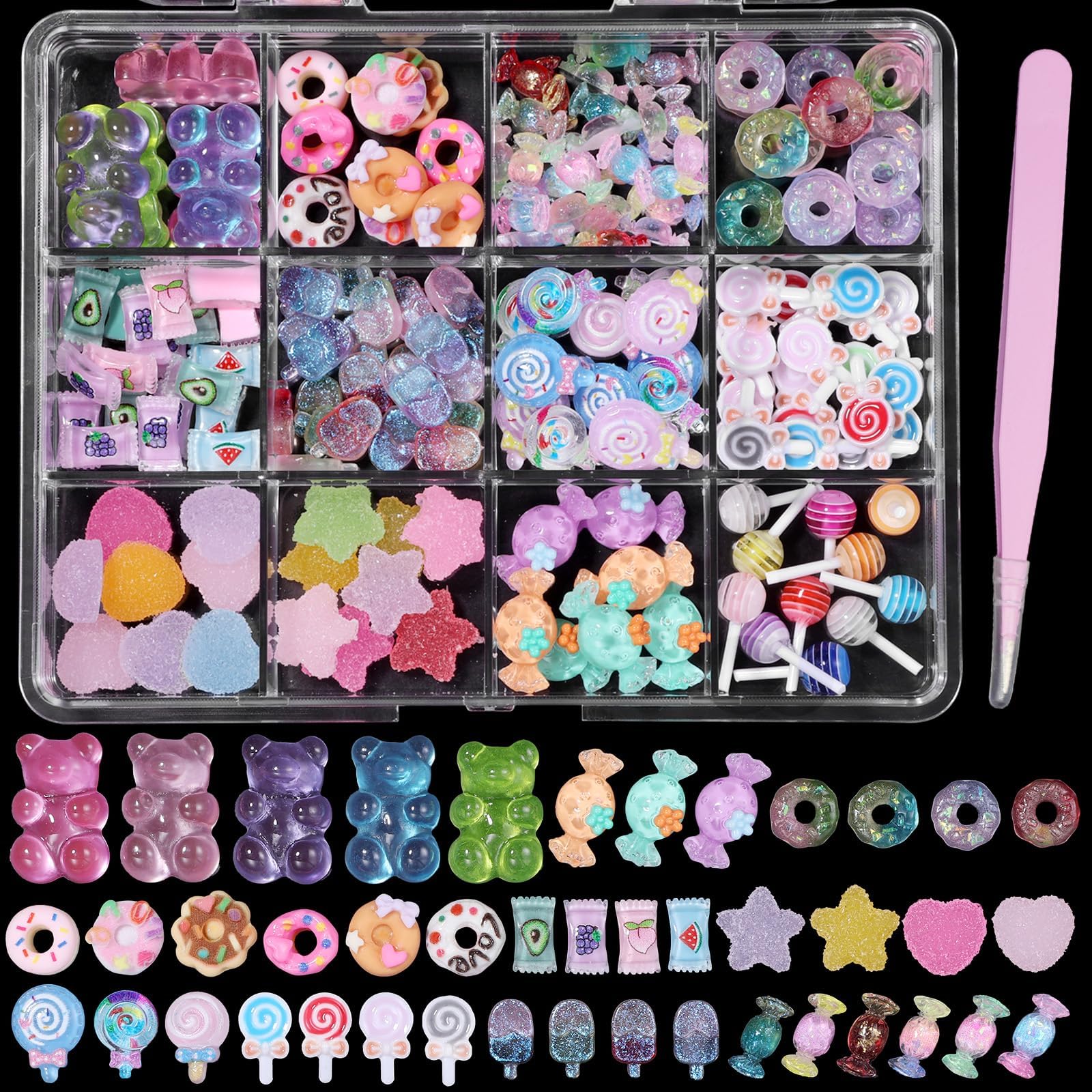 Amazon.com: 3D Candy Nail Charms for Acrylic Nails, Multi Color ...