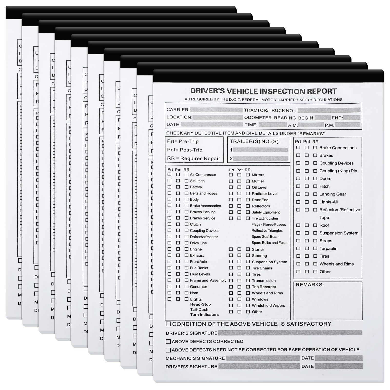 Amazon.com : Motiskyy 10 Pack Detailed Driver's Vehicle Inspection ...