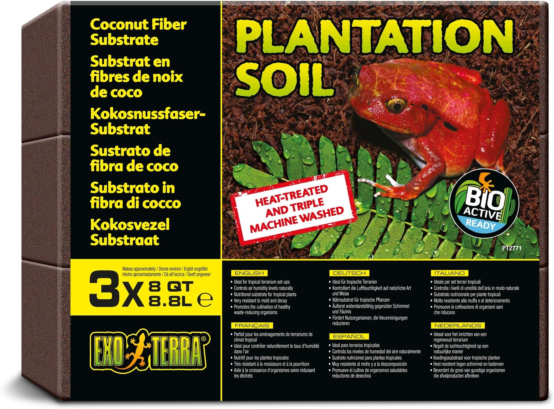Exo Terra Plantation Soil Substrate, 3 x 8.8 Litre , 3 count (Pack of 1 ...