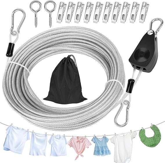 Amazon.com: Windspeed 50Ft Retractable Clothesline Outdoor Heavy Duty ...