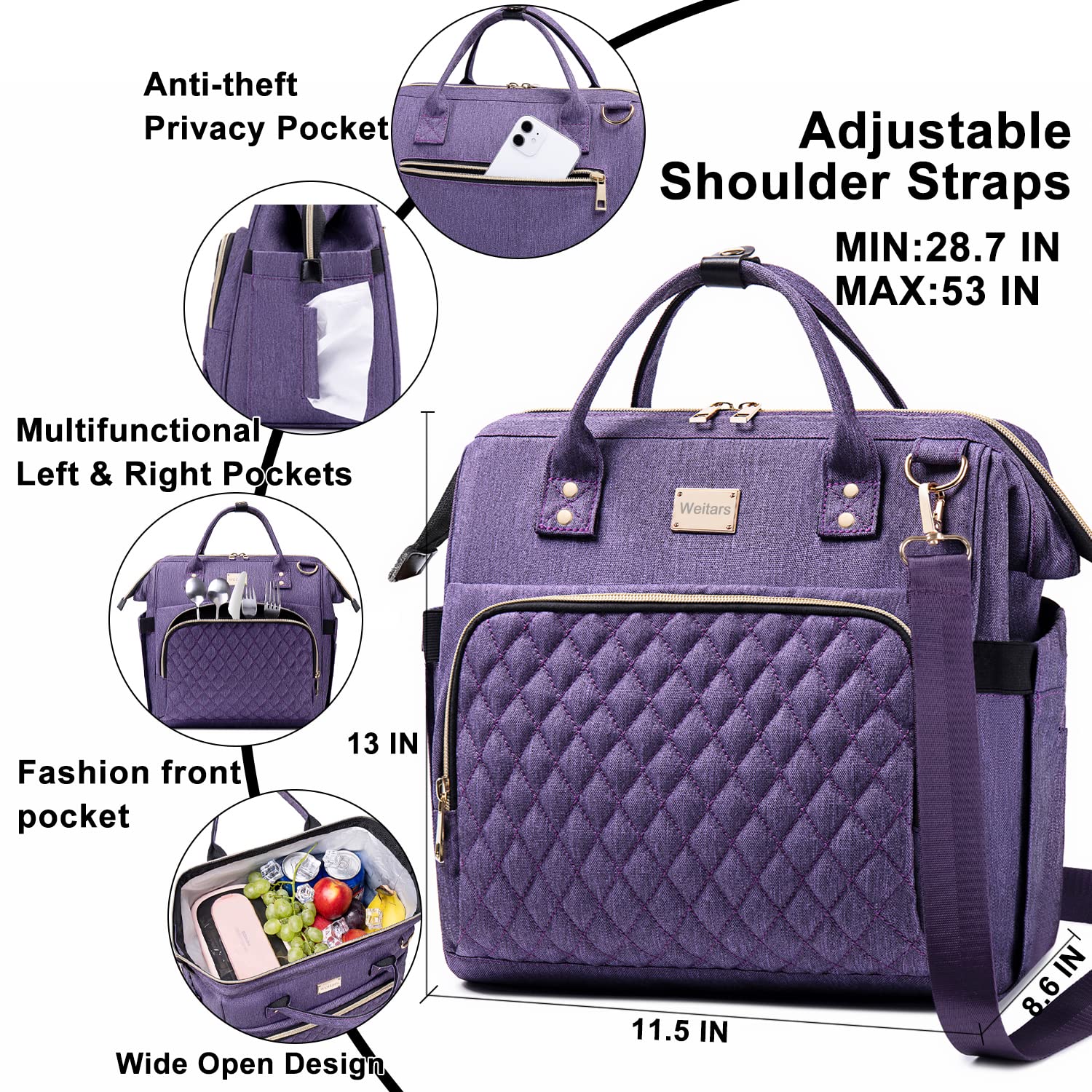 Weitars Lunch Bag for Women, Cute Insulated Lunch Box for Women for ...