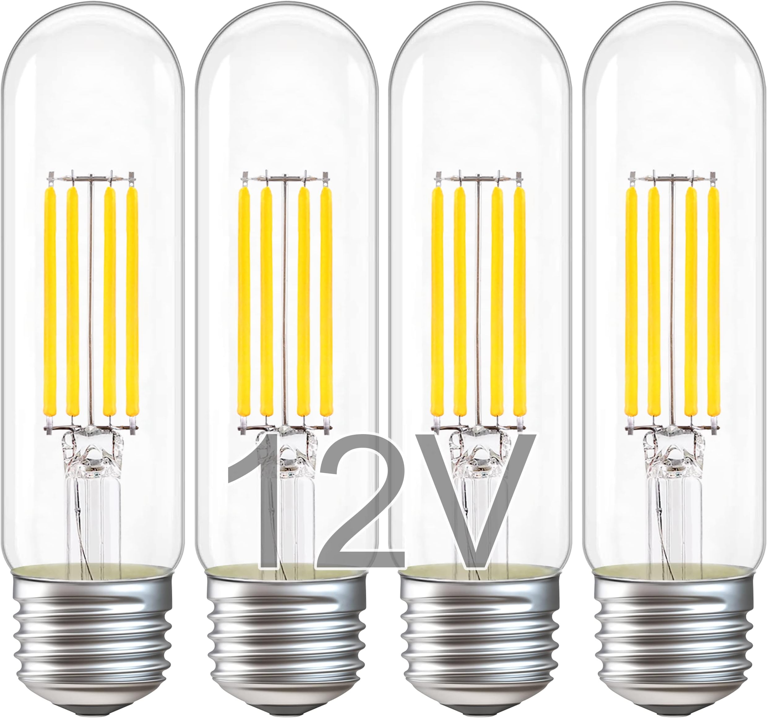 DC 12V Low VOLTAG E26 Medium Base T30 Glass Tube Lamp 7.2" Tubular LED ...