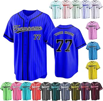 Custom Pinstripe Baseball Jersey Personalized Sports Shirts Stitched ...
