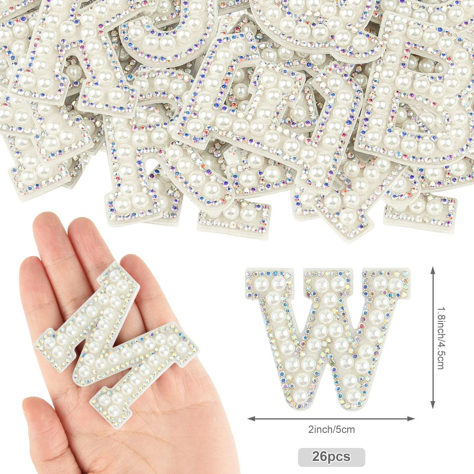 Snapklik.com : Morcheiong 26Pcs Pearl Rhinestone Letter Patches Self ...