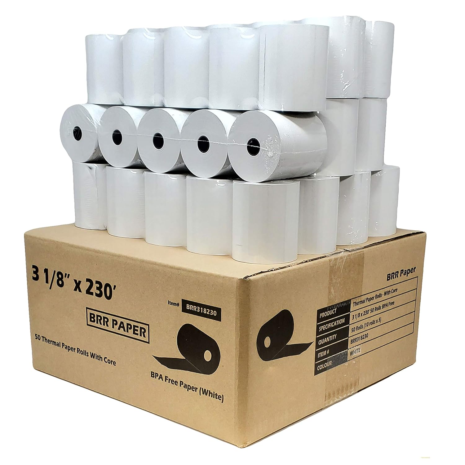 (50 Rolls) 3-1/8" x 230' Thermal Receipt Printer Paper - Bpa Free for ...