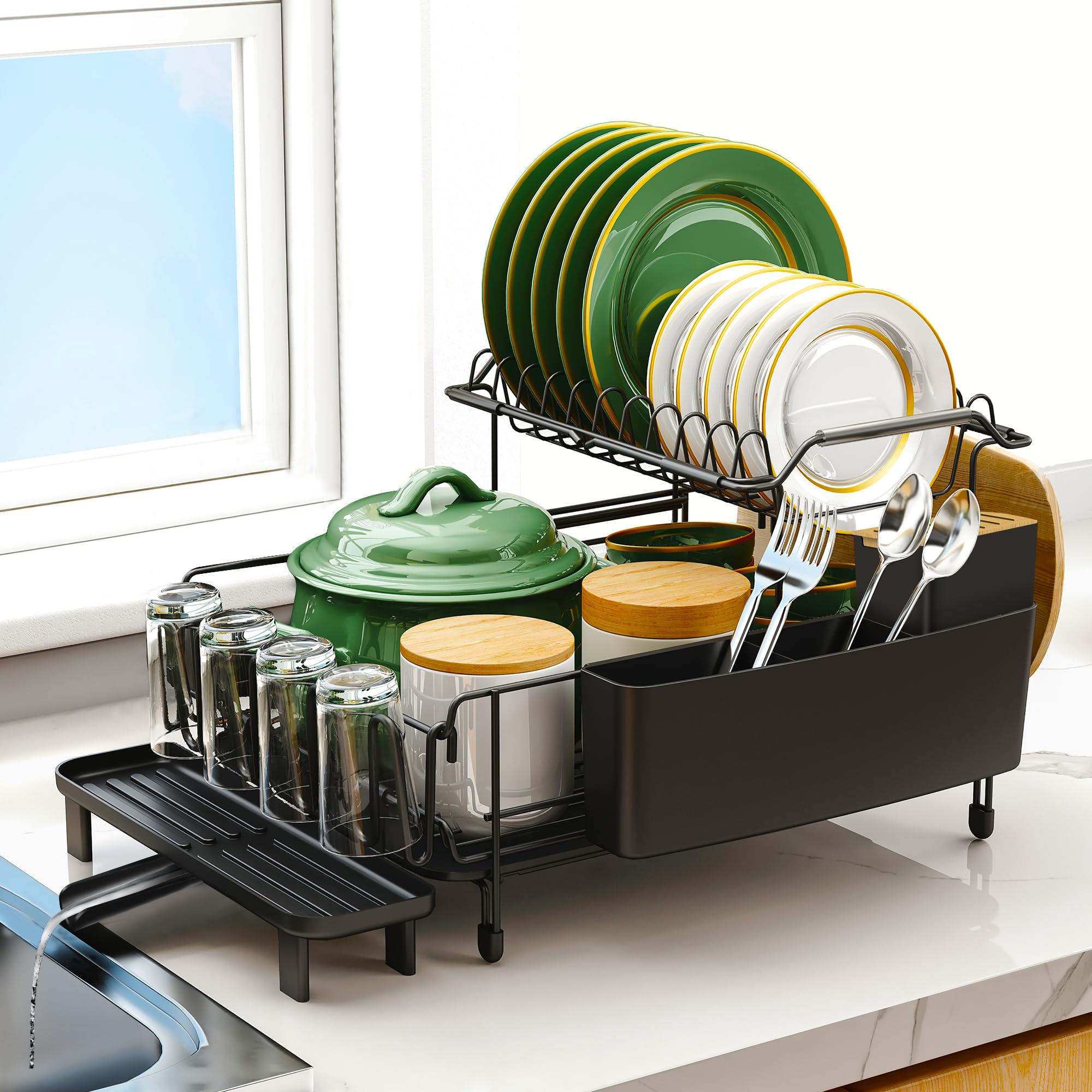Amazon.com - Runnatal Large Dish Drying Rack with Drainboard Set ...