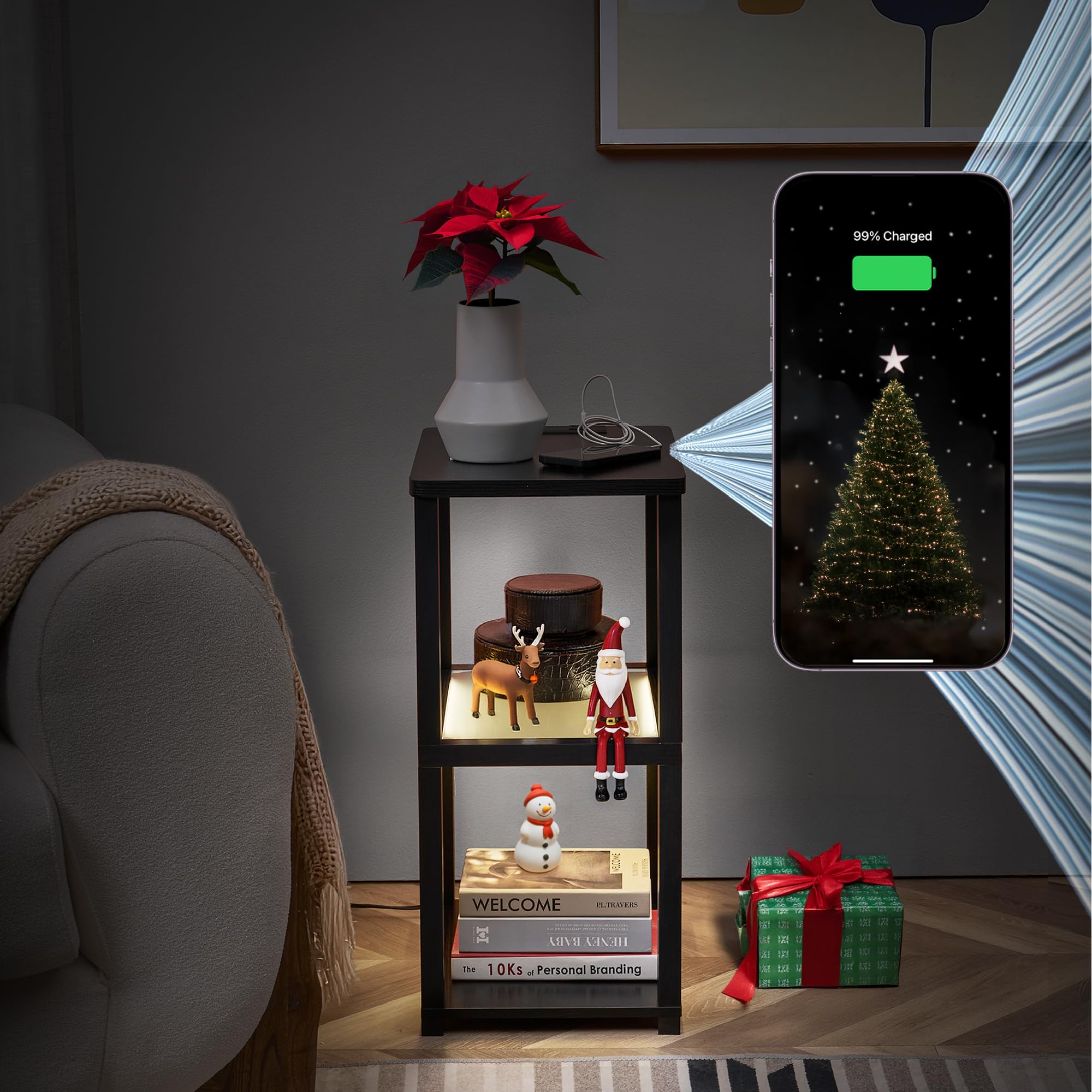 Amazon.com: FENLO Flare - Side Table with Charging Station and Color ...