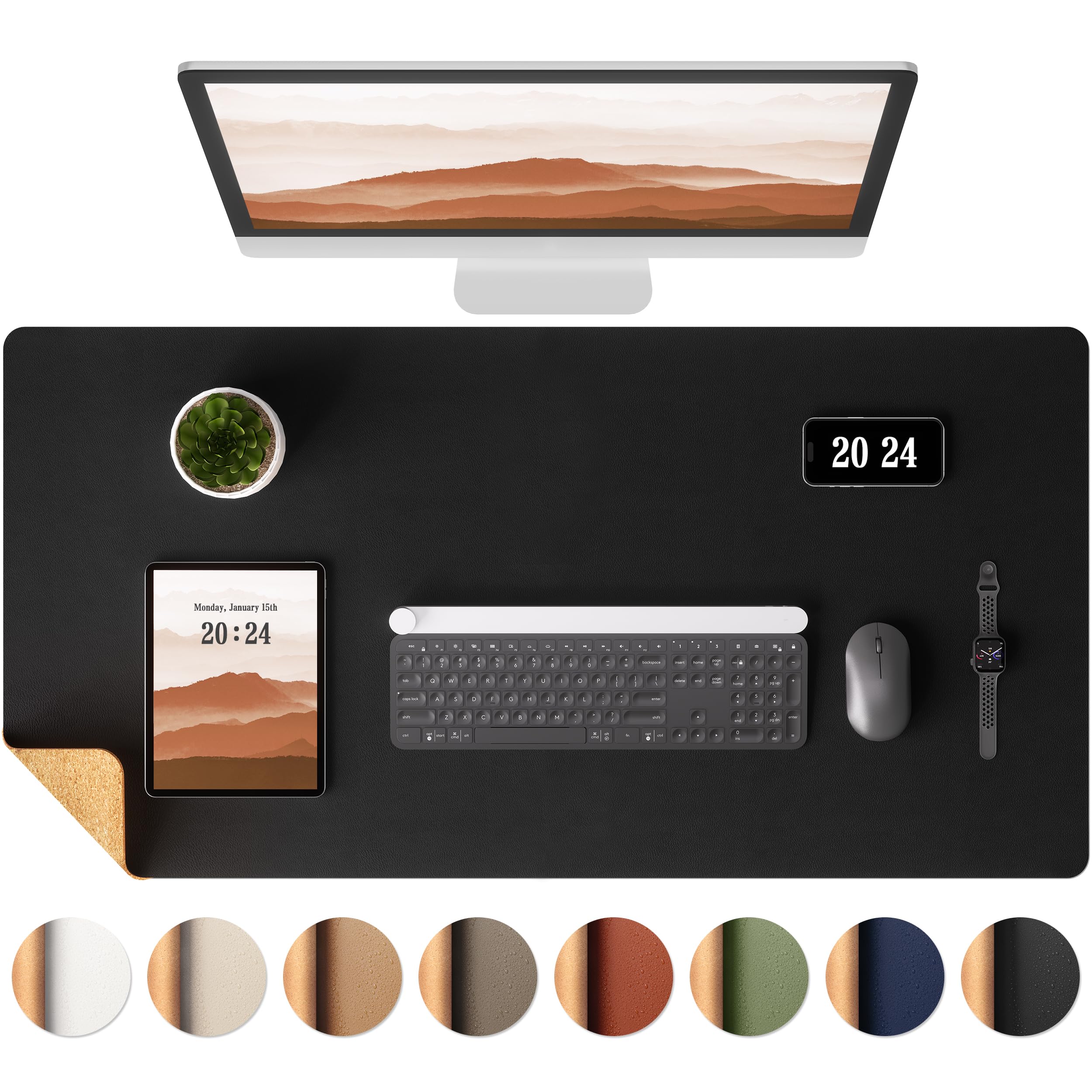 Amazon.com : Aothia Dual-Sided Desk Pad - Leather Desk Mat, Natural ...