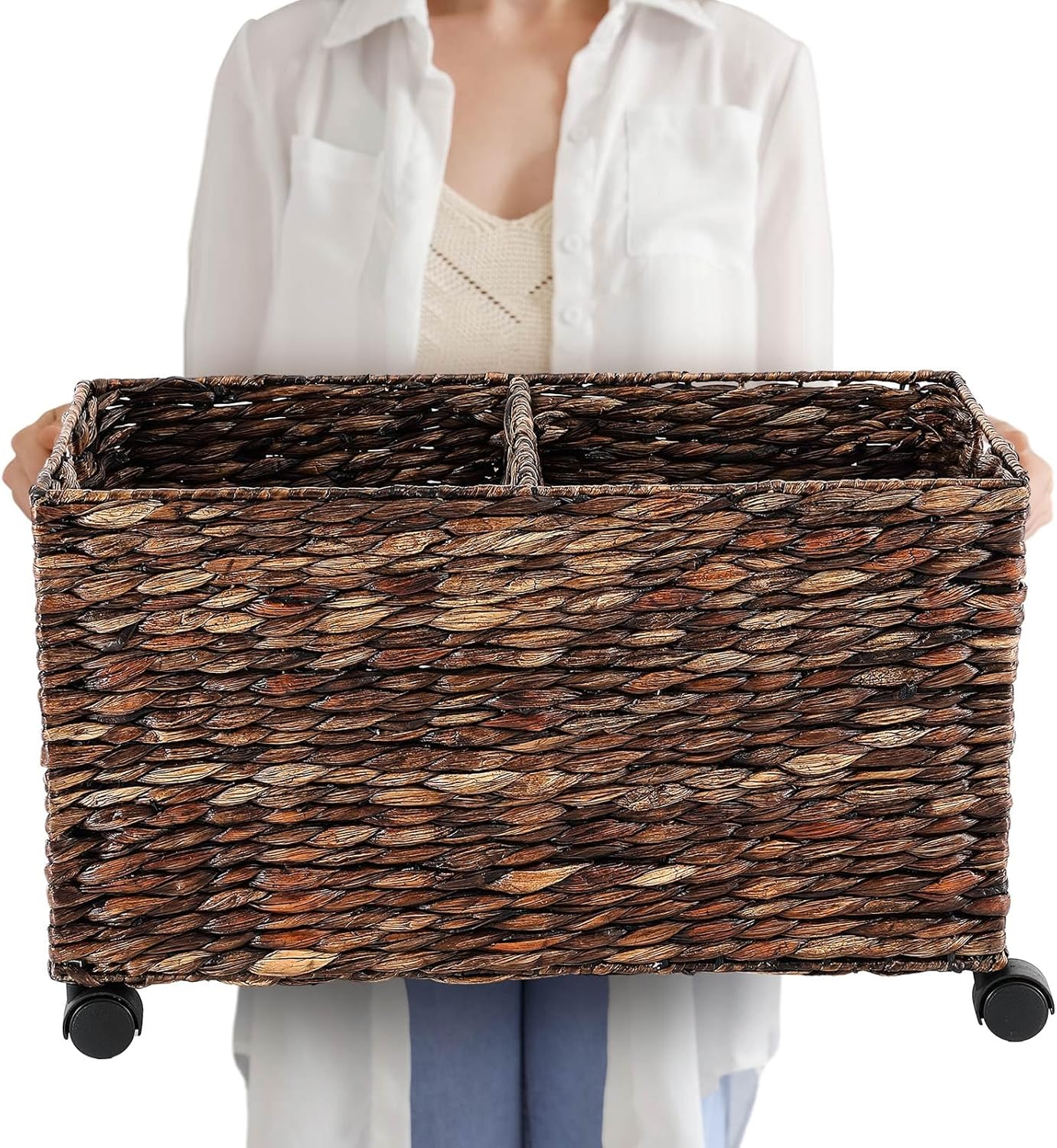 Amazon.com: 1 Pcs 23 x 12.5'' Wicker Cart File Cabinet with Wheels ...
