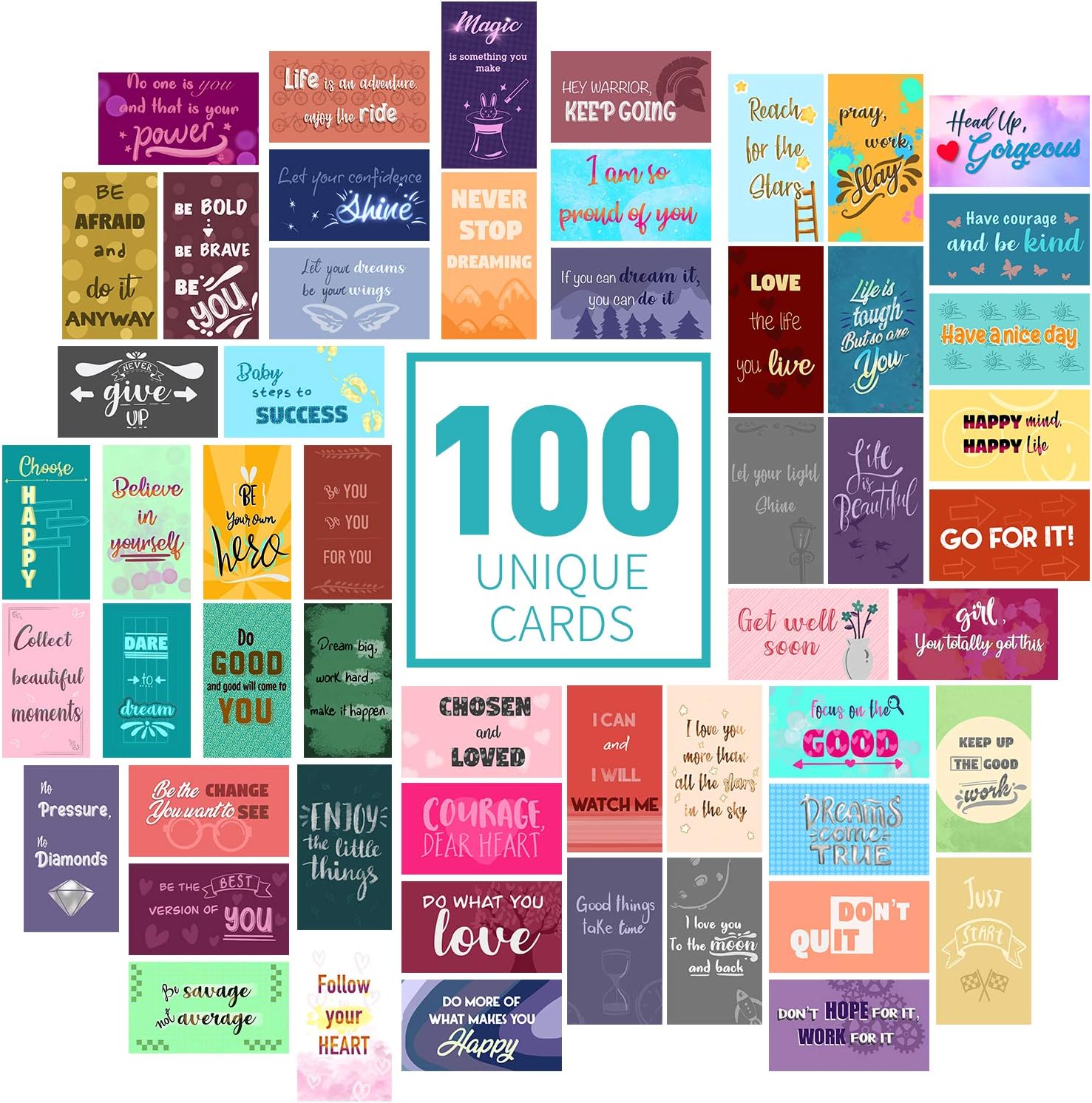 BRYTEFY 100 Motivational cards with inspirational quotes ...