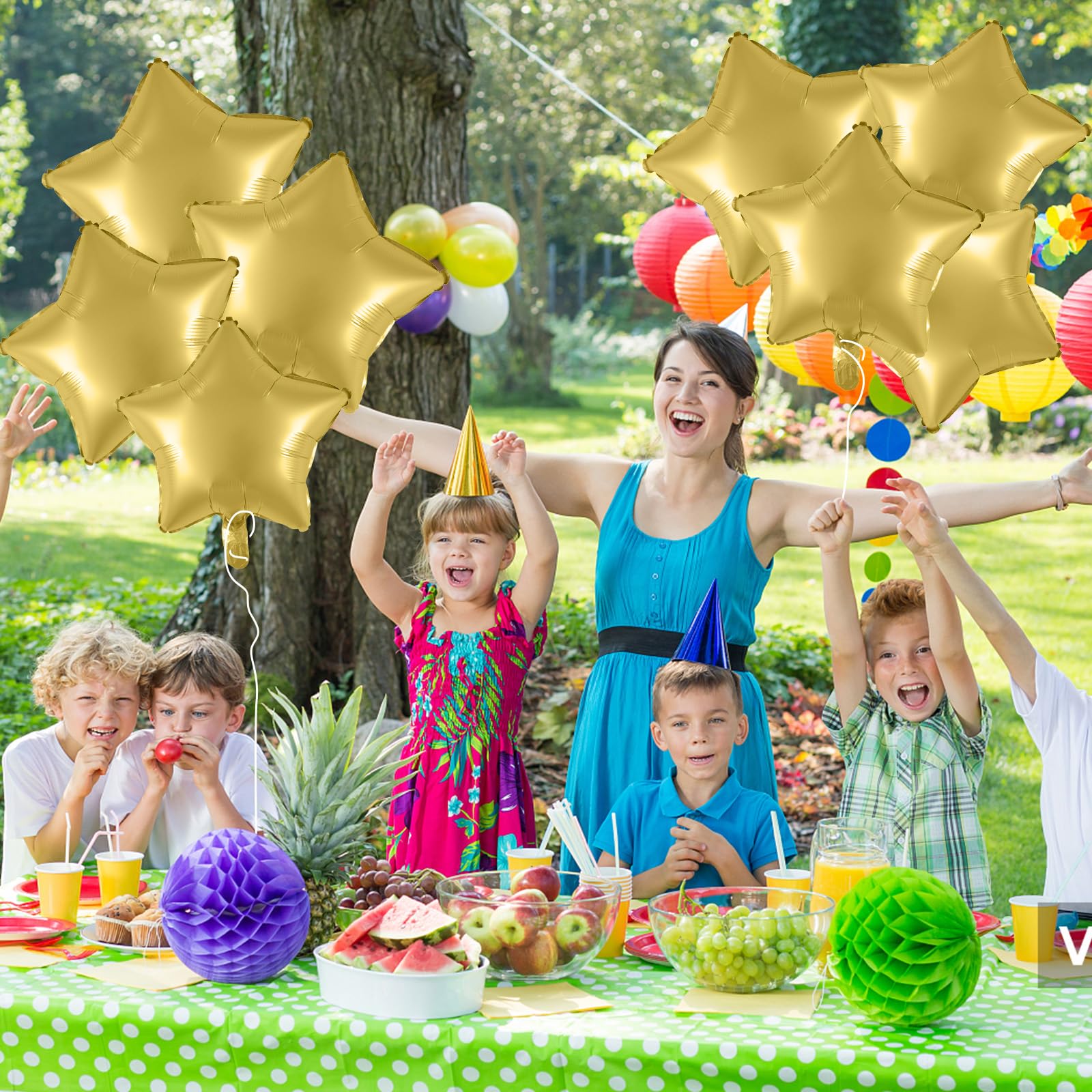 Snapklik.com : 18 Inch Metal Gold Star Balloons, 10 Pcs Metallic Gold ...