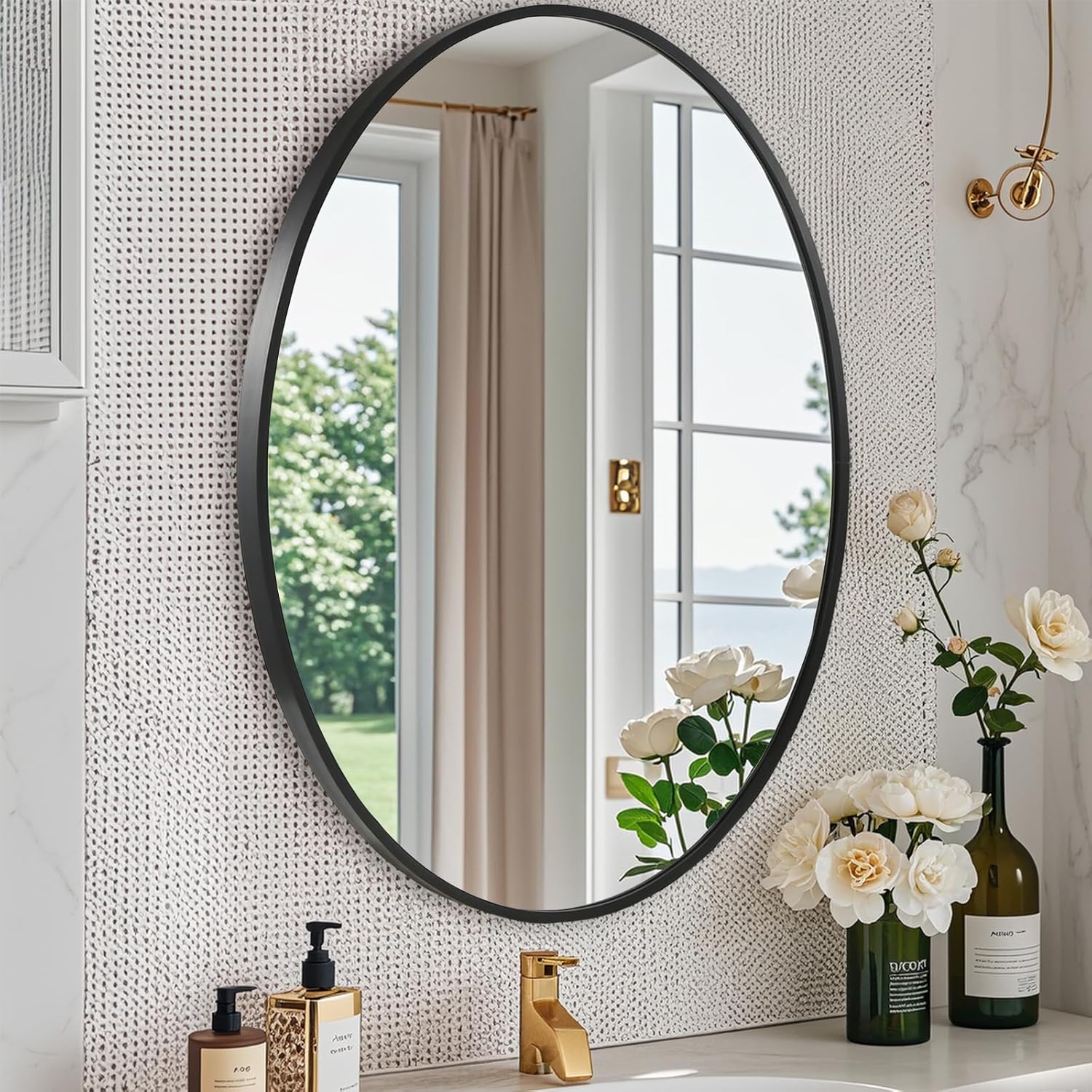 Amazon.com: CLBA 24x36 inch Oval Mirror, Matte Black Oval Wall Mirror ...