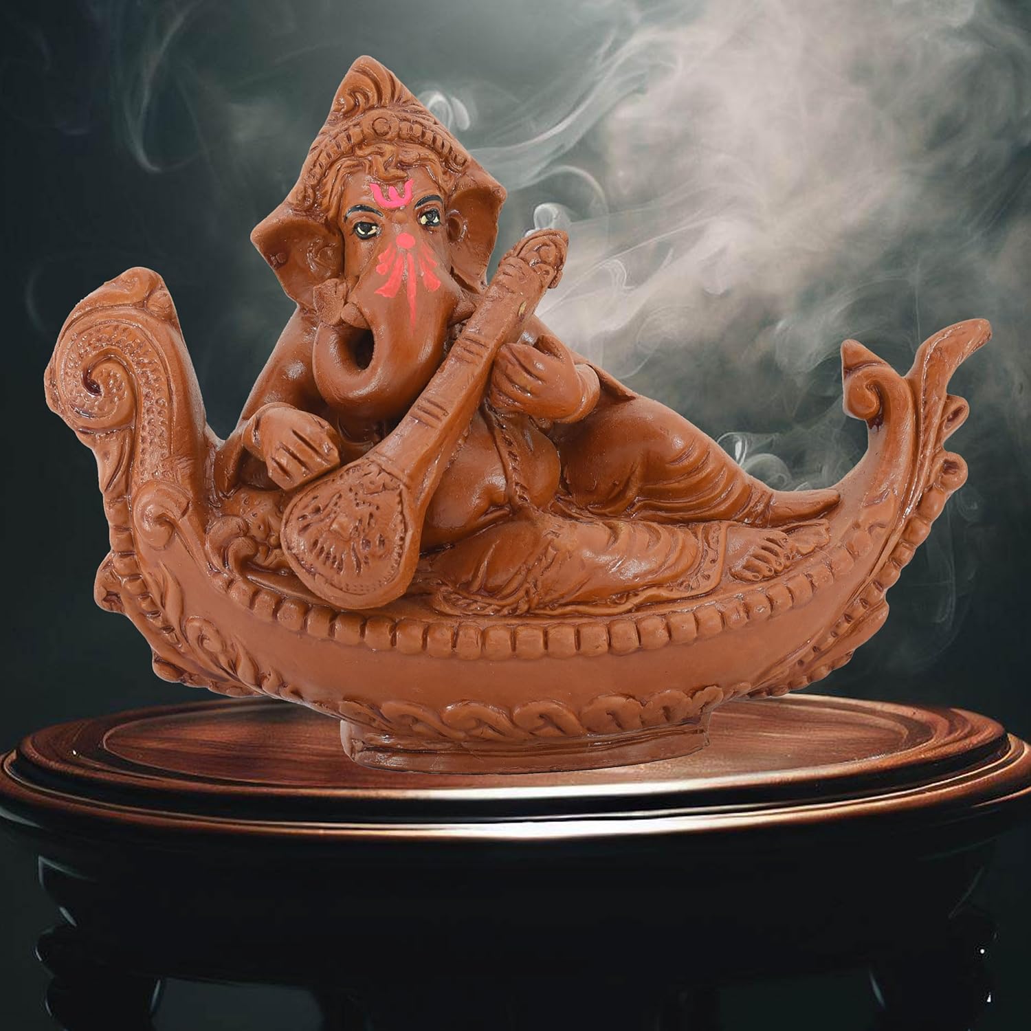 Buy Karigari Decor Handcrafted Natural Mud Ganesha Idol, Auspicious Eco ...