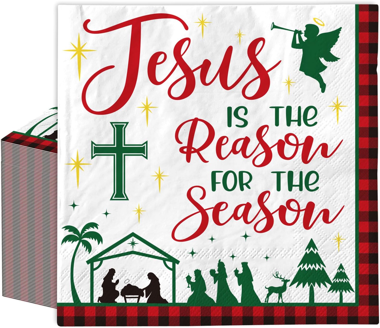 Amazon.com: 100 Pcs Christmas Nativity Paper Napkins - Disposable Jesus ...